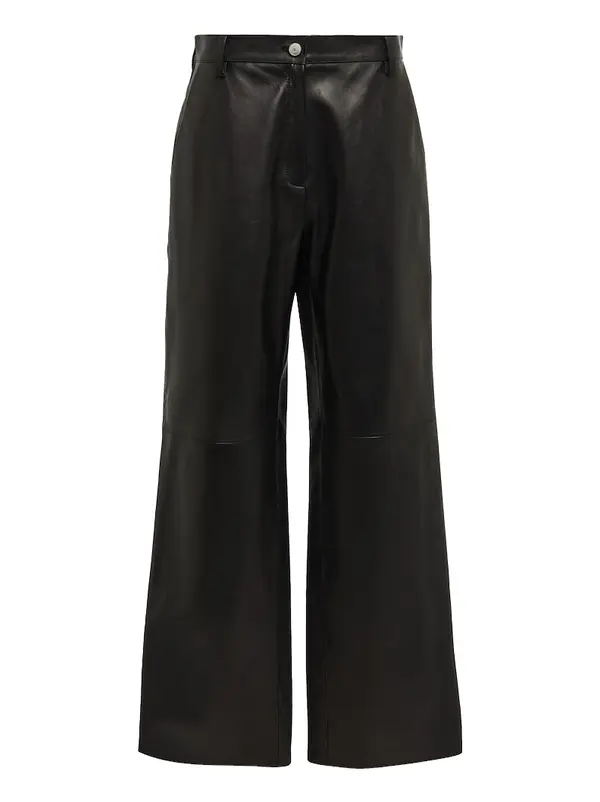Magda Butrym High-rise Wide-leg Leather Trousers - Black