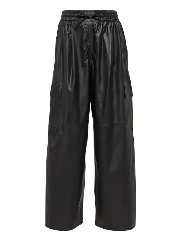 YVES SALOMON Leather Cargo Pants - Black