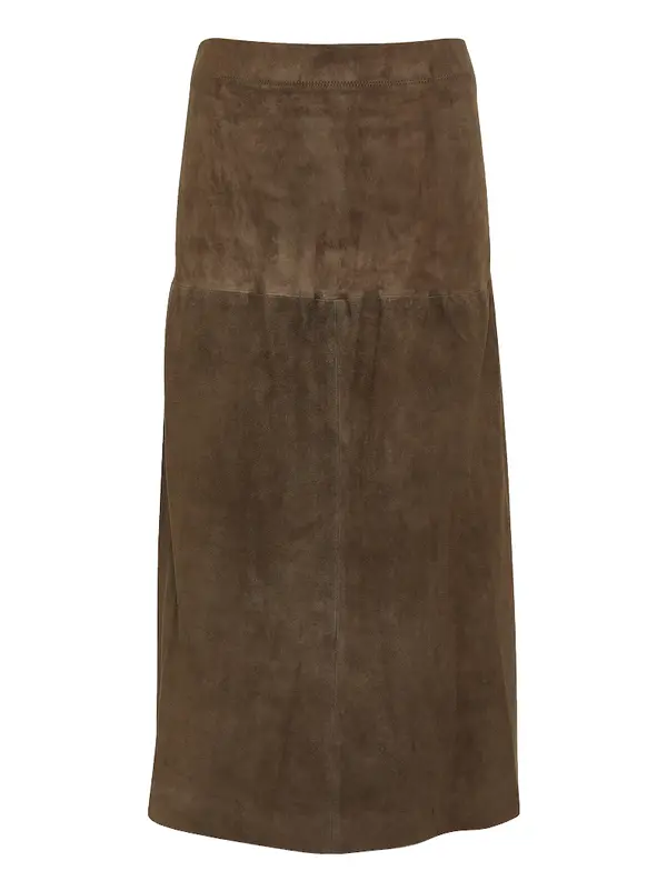 JOSEPH Sacha Suede Midi Skirt - Brown