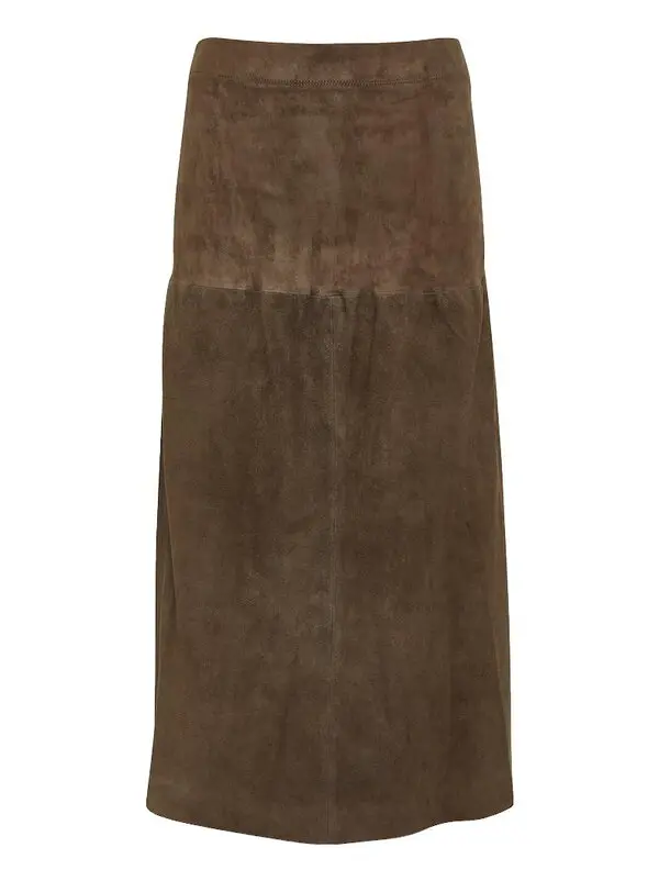 JOSEPH Sacha Suede Midi Skirt - Brown