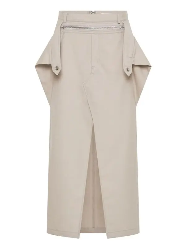 DION LEE Wool Midi Skirt With Zip Detail - Neutrals