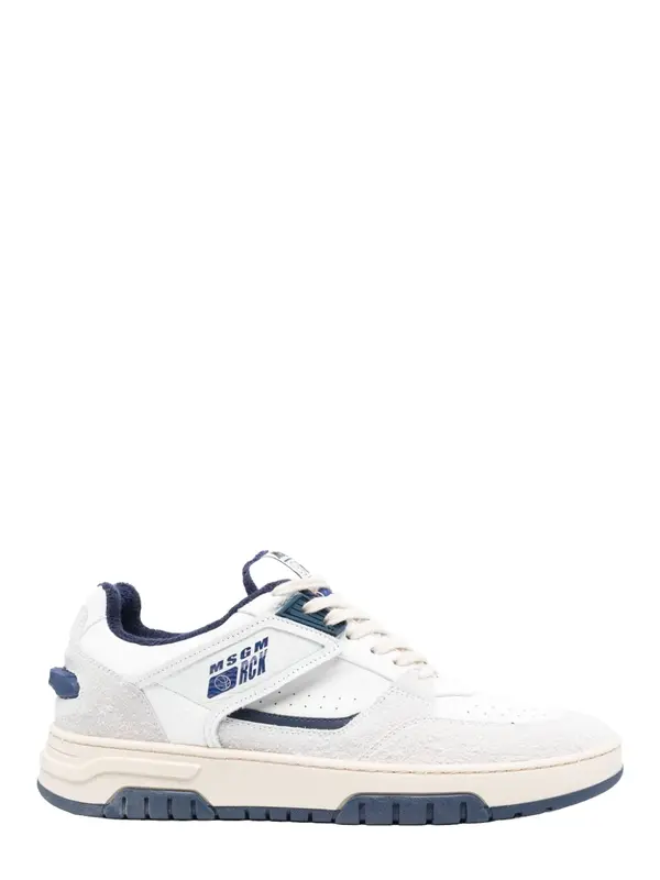 MSGM Colour-block Panelled Leather Sneakers - White