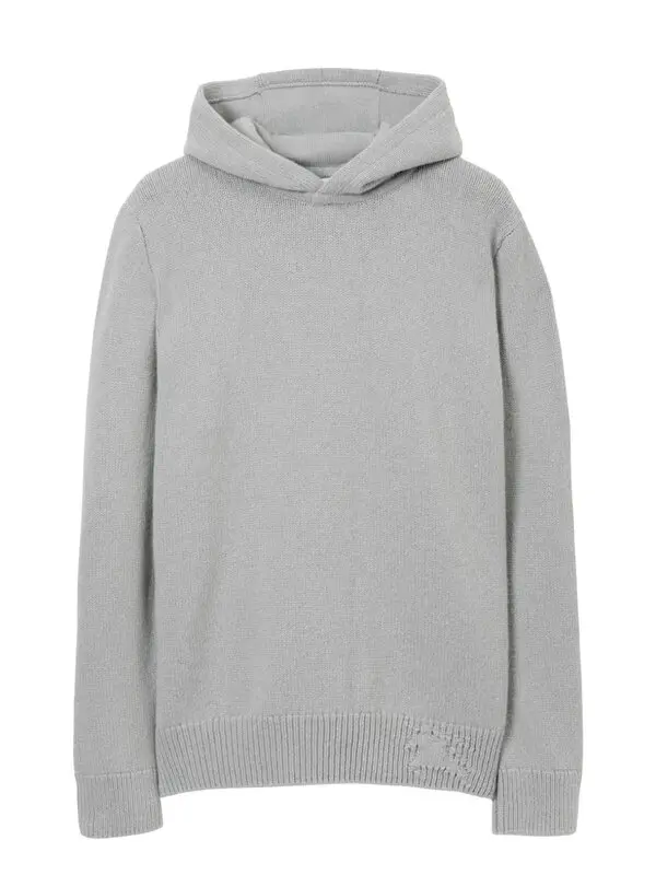 Burberry Ekd Wool-cashmere Hoodie - Grey
