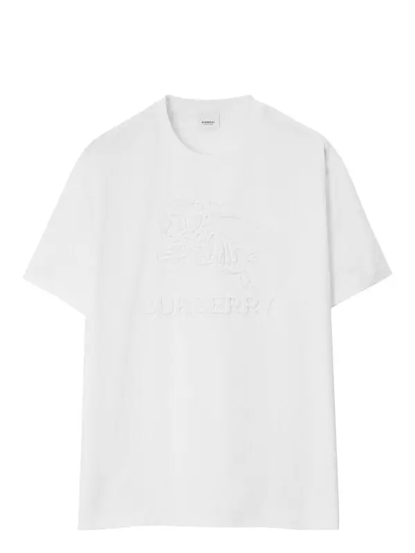 Burberry Jacquard Logo-embossed Cotton T-shirt - White