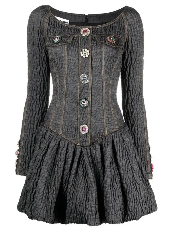 Moschino Crystal-embellished Textured Minidress - Black