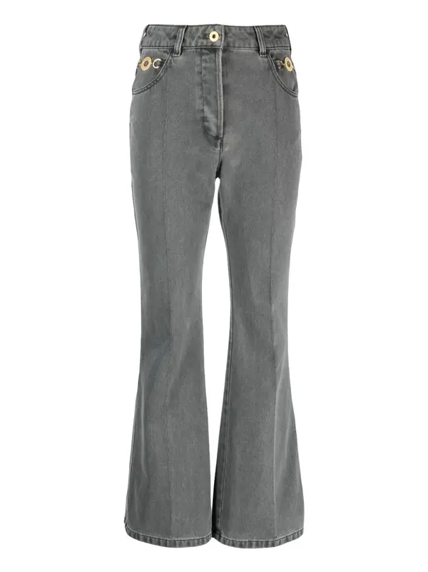 Patou Logo-embroidered Flared Jeans - Grey