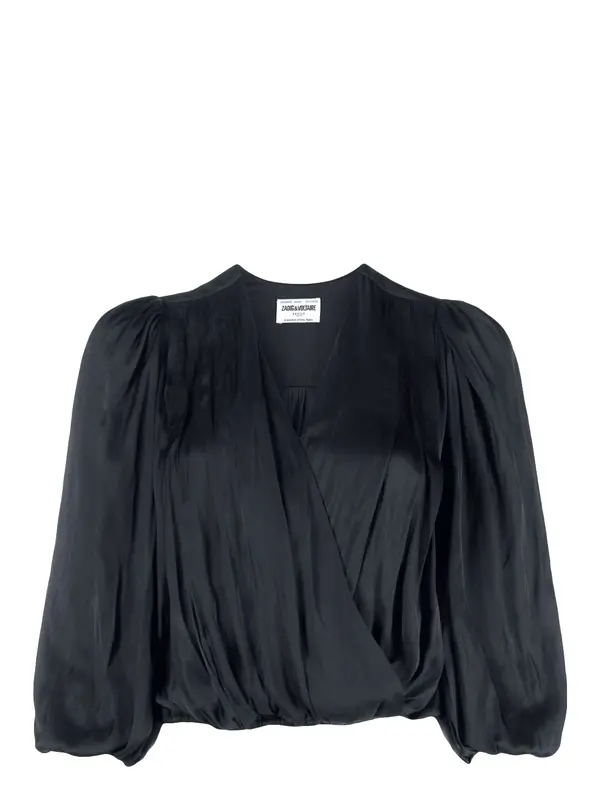 Zadig&Voltaire V-neck Draped Satin Blouse - Black