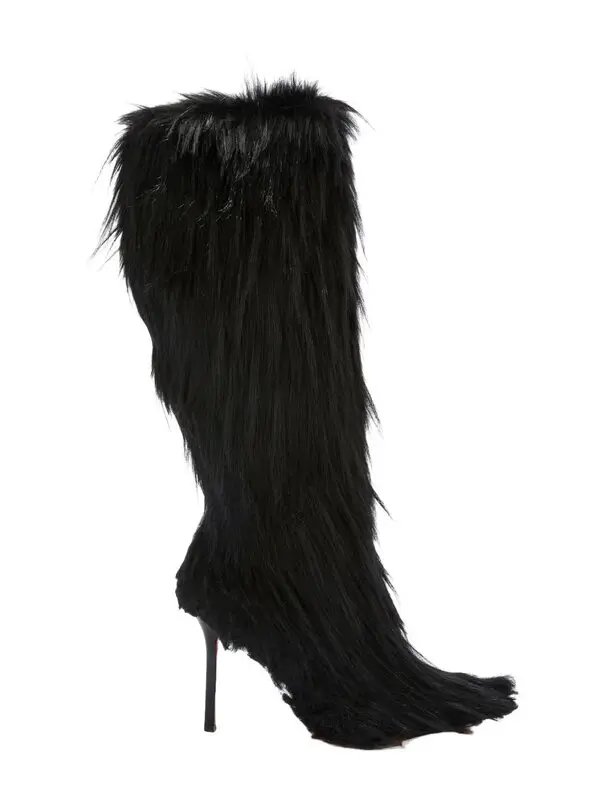 Heron Preston 100mm Faux-fur Stiletto Boots - Black