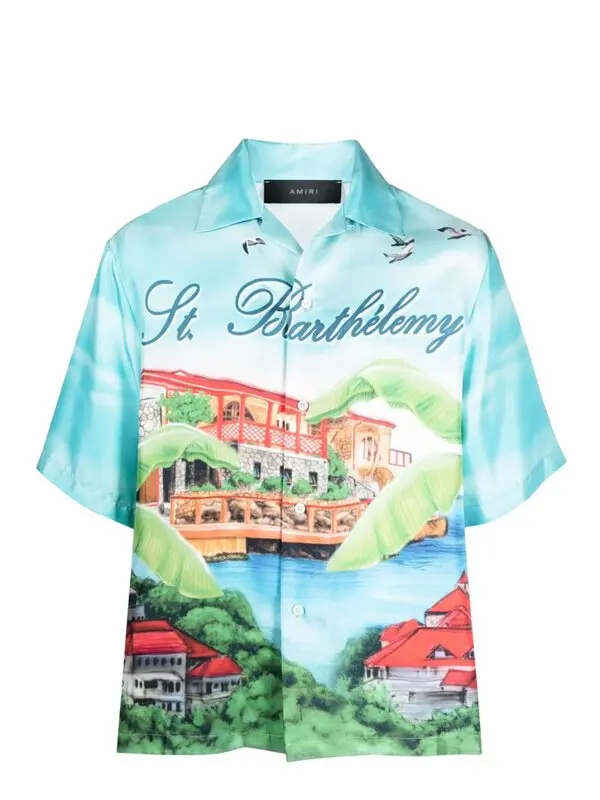 Amiri Eden Rock Silk Shirt - Blue