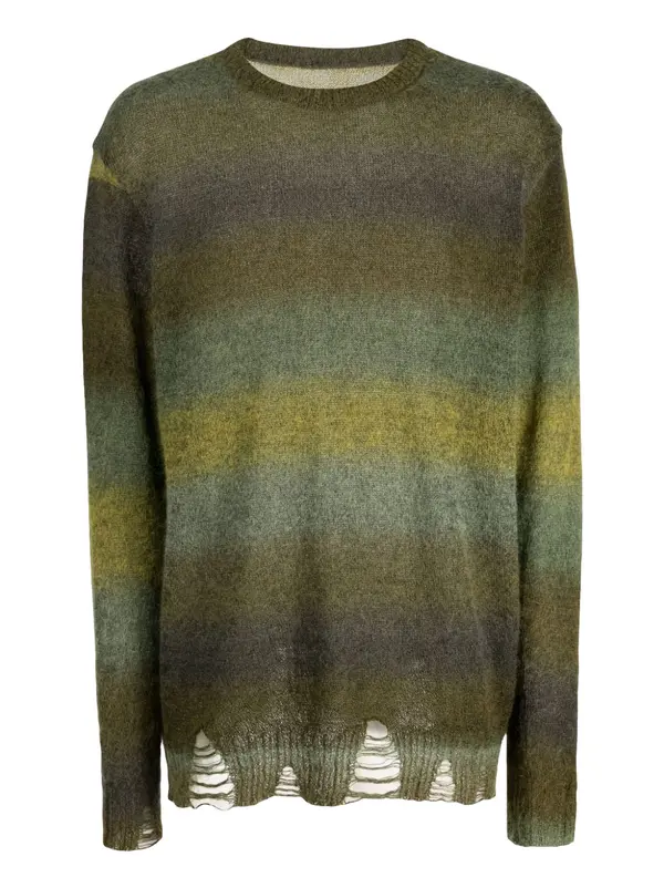 SONG FOR THE MUTE Striped Crew-neck Jumper - Green