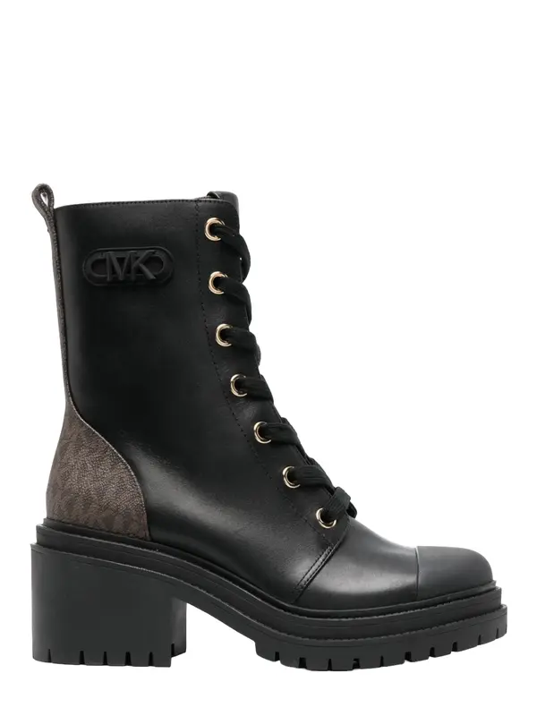 Michael Kors Hanley 75mm Leather Combat Boots - Black