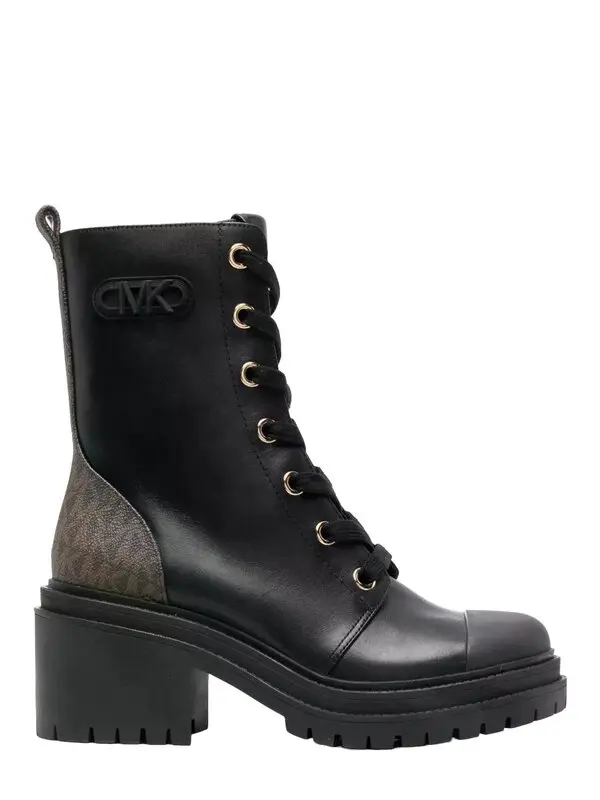 Michael Kors Hanley 75mm Leather Combat Boots - Black