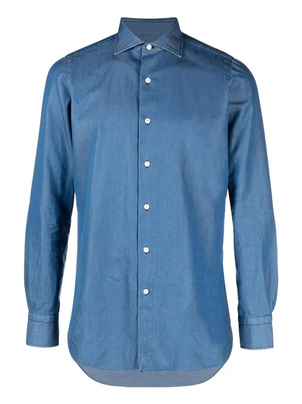 FINAMORE 1925 Long-sleeve Denim Shirt - Blue