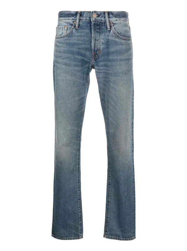 TOM FORD Straight-leg Stonewashed Jeans - Blue