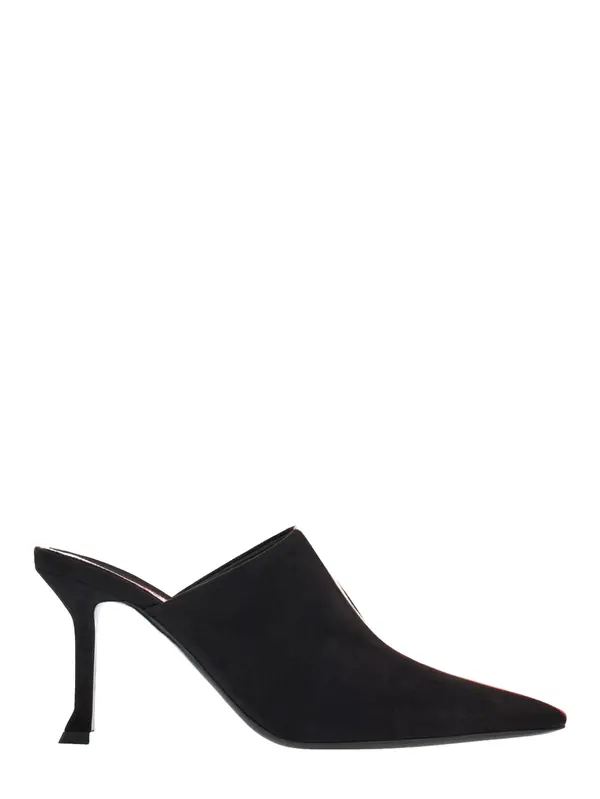 FERRAGAMO 85mm Stripe-detail Suede Mules - Black