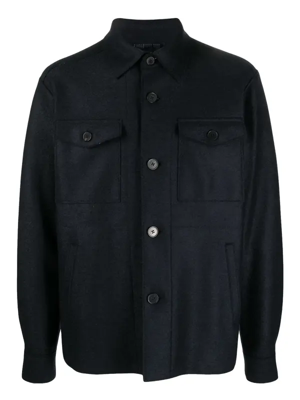 Harris Wharf London Button-up Virgin-wool Shirt Jacket - Blue