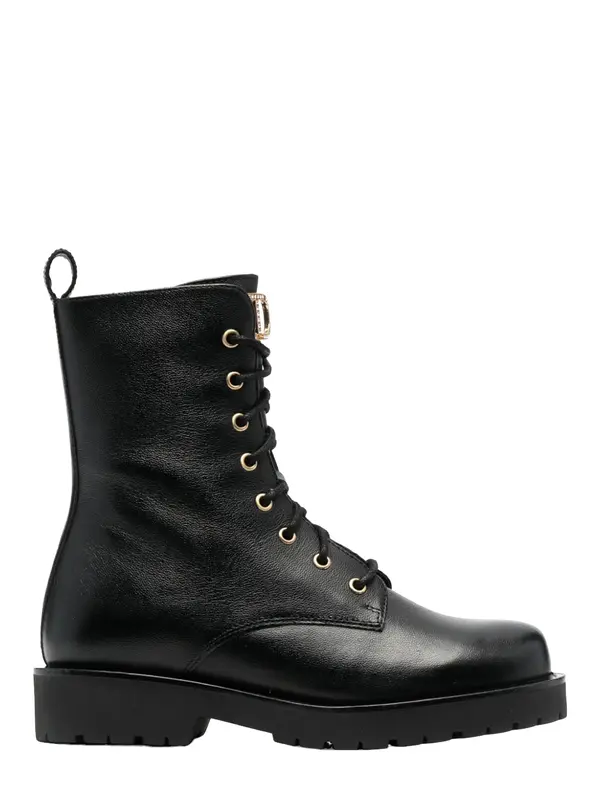 TWINSET Logo-plaque Leather Ankle Boots - Black