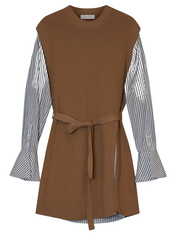 Simkhai Shai Layered Belted Minidress - Brown