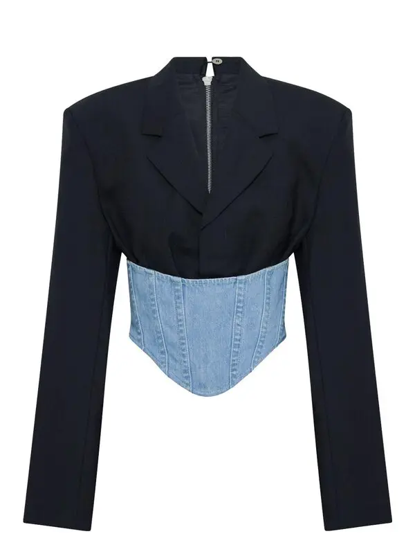 DION LEE Cropped Corset Blazer - Black