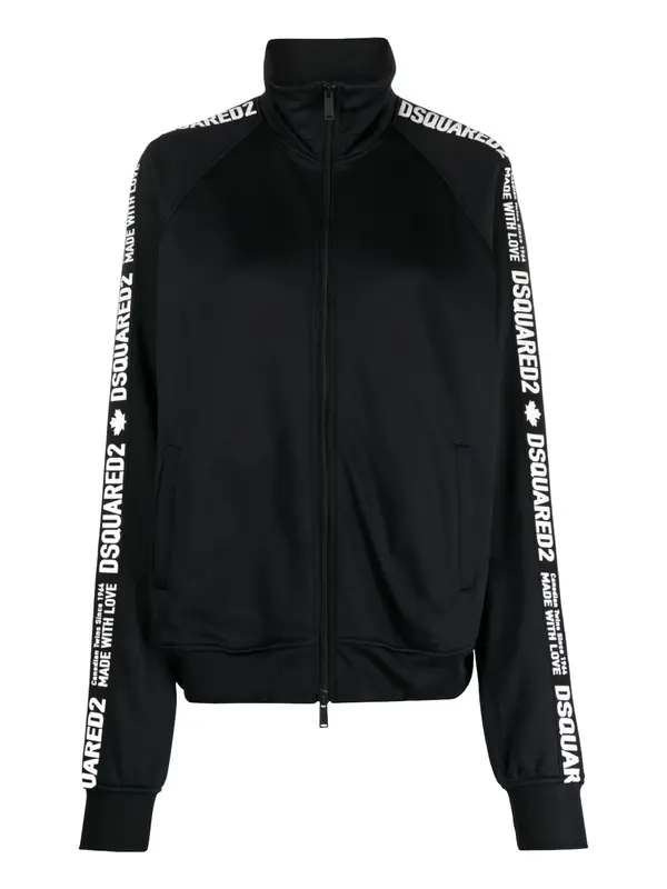 Dsquared2 Logo-stripes Zip-up Sweatshirt - Black