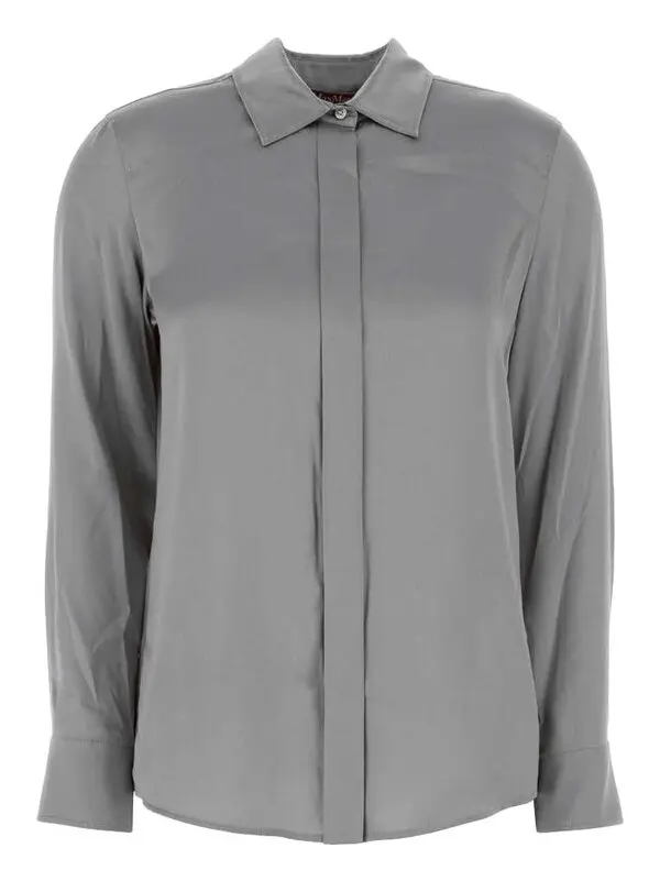 Max Mara Stretch Satin Baden Shirt - Blue