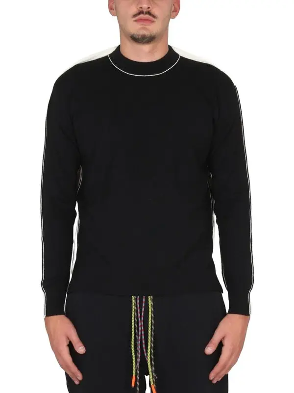AMBUSH Cross-neck Ribbed Collar Top - Black
