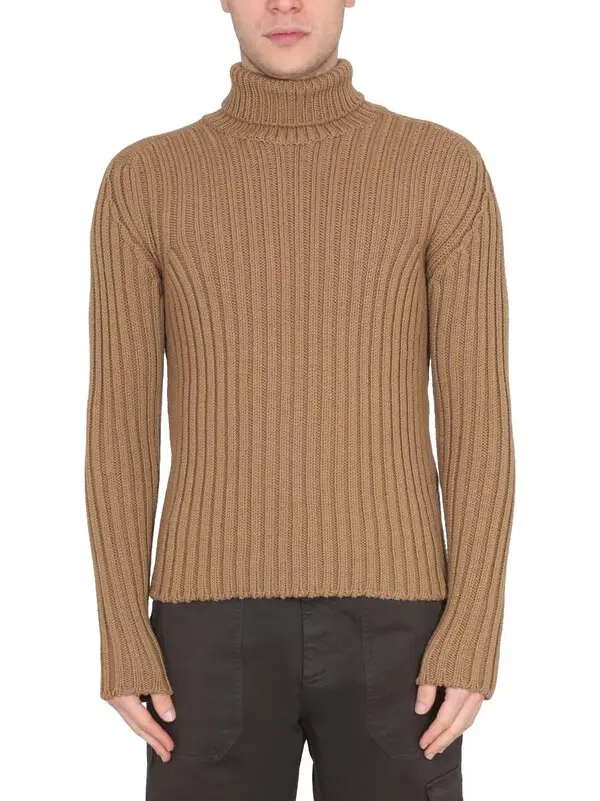 TEN C Turtleneck Wool Sweater - Beige