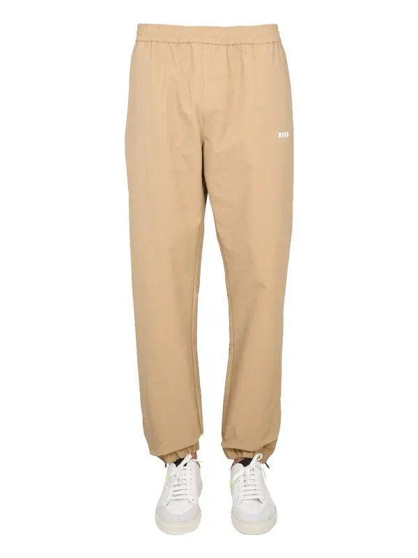 MSGM Logo Trousers - Beige