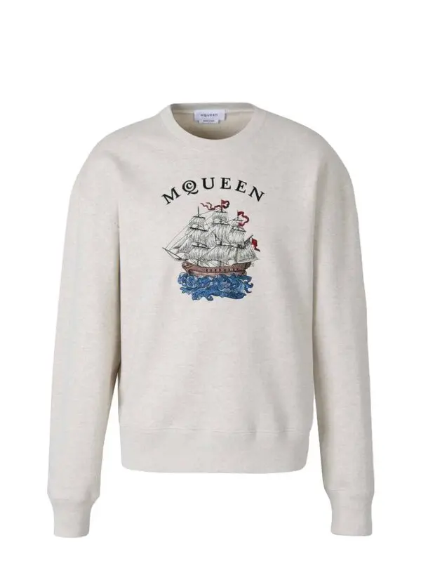 Alexander McQueen Embroidered Crewneck Sweatshirt - Beige