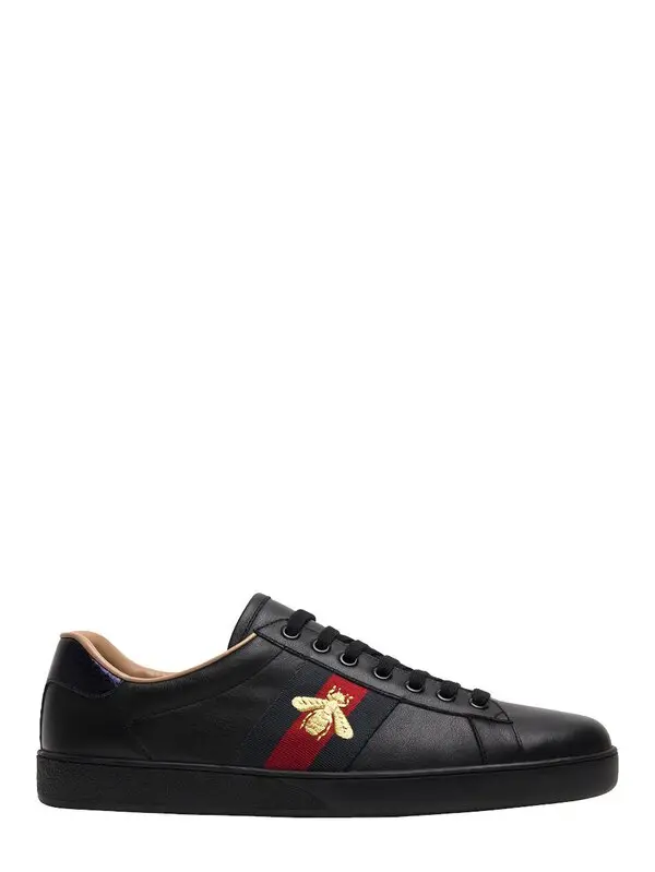 Gucci Ace Embroidered Bee Lace-up Sneakers - Black