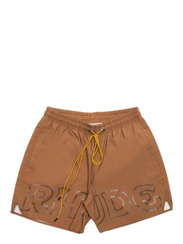 Rhude Logo Swim Trunks - Tan