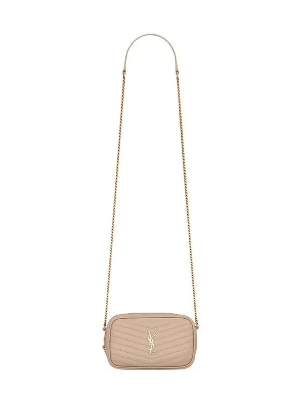 Saint Laurent Lou Crossbody Bag - Dark Beige Shiny Leather