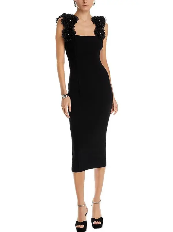 ELLIATT Gabby Chrysanthemum Applique Dress - Black