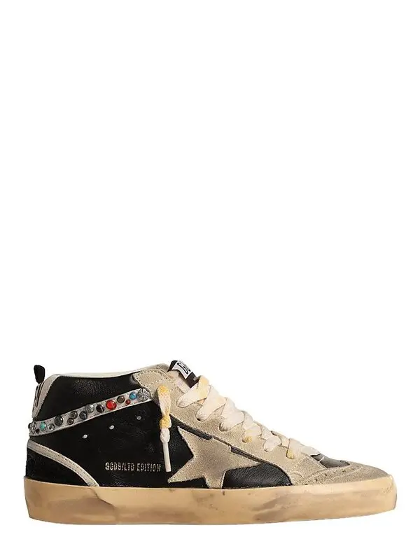 GOLDEN GOOSE Mid Star Embellished Mid Top Sneakers - Black Beige