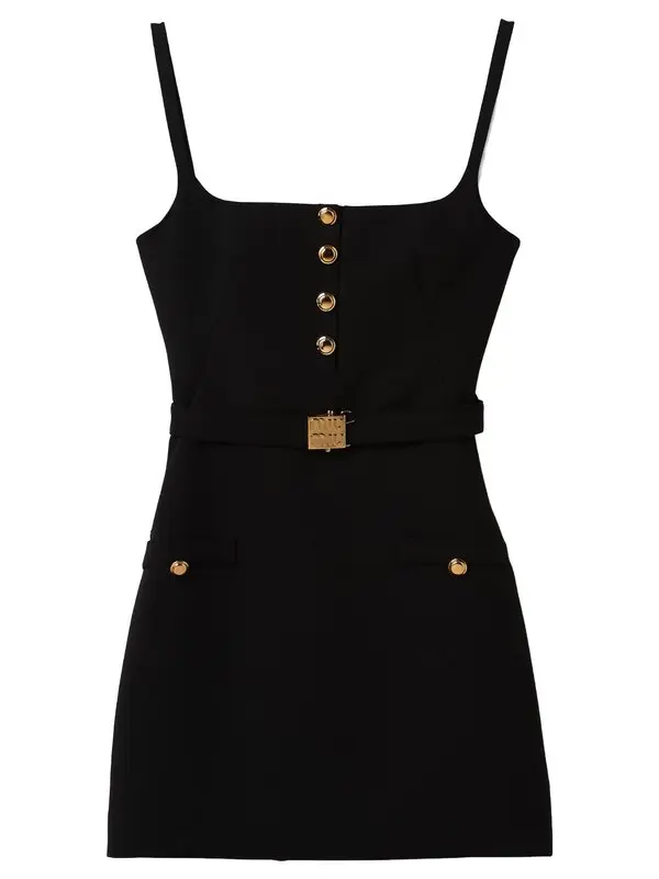 Miu Miu Grain De Poudre Mini-dress - Black