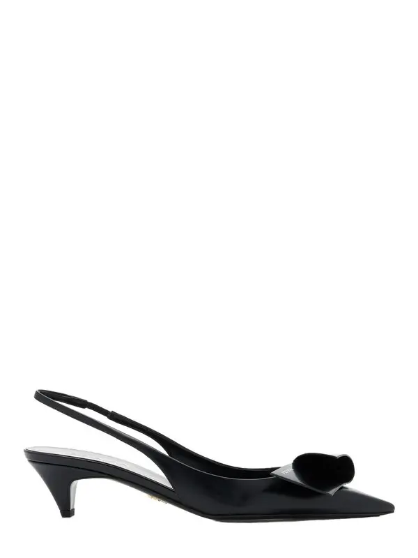 Prada Leather Slingback Pumps - Black