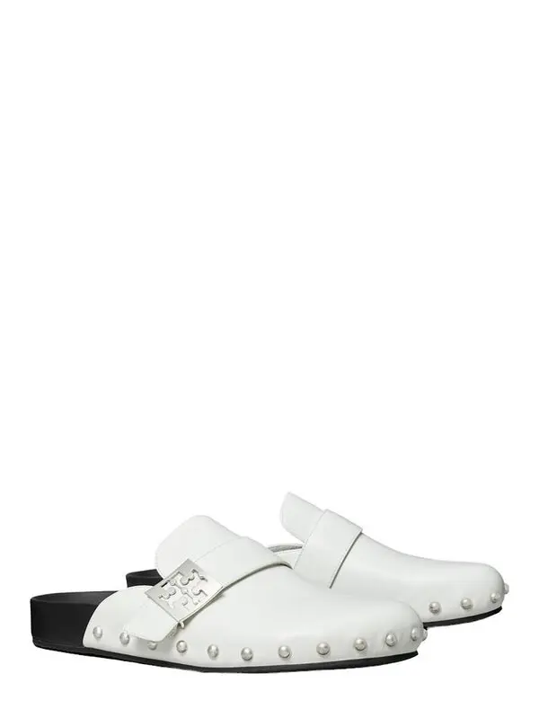 Tory Burch Mellow Studded Mule - White/silver