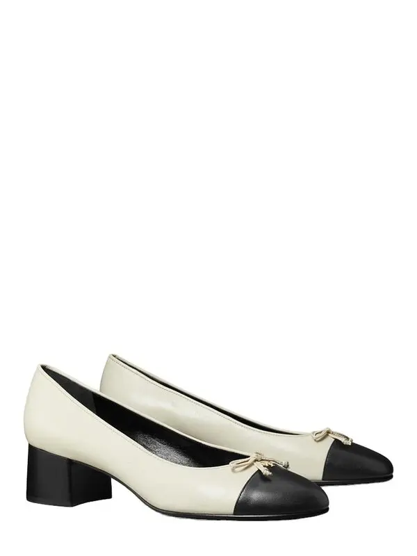 Tory Burch Cap-toe Pump - Light Cream/perfect Black