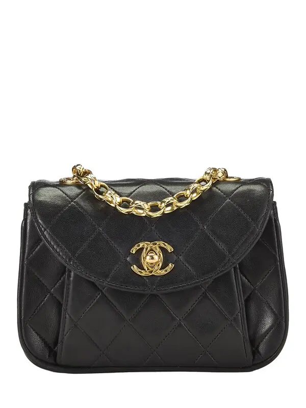 Chanel Quilted Lambskin Round Flap - Black