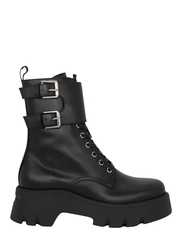 GIANVITO ROSSI Marloe Leather Combat Boots - Black