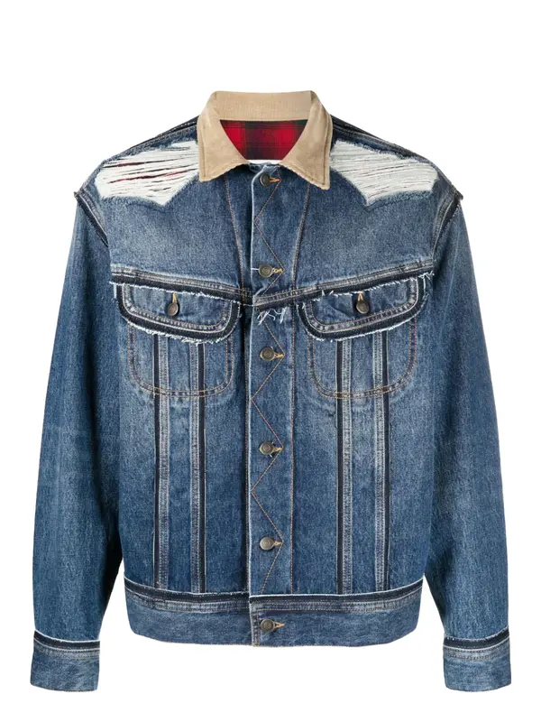 MAISON MARGIELA X Pendleton Distressed Denim Jacket - Blue