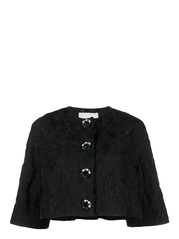 Erdem Textured Cropped Jacket - Black