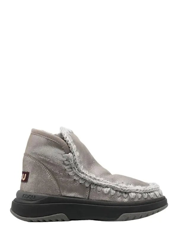 Mou Crochet Stitch-trim Sneaker Boots - Grey