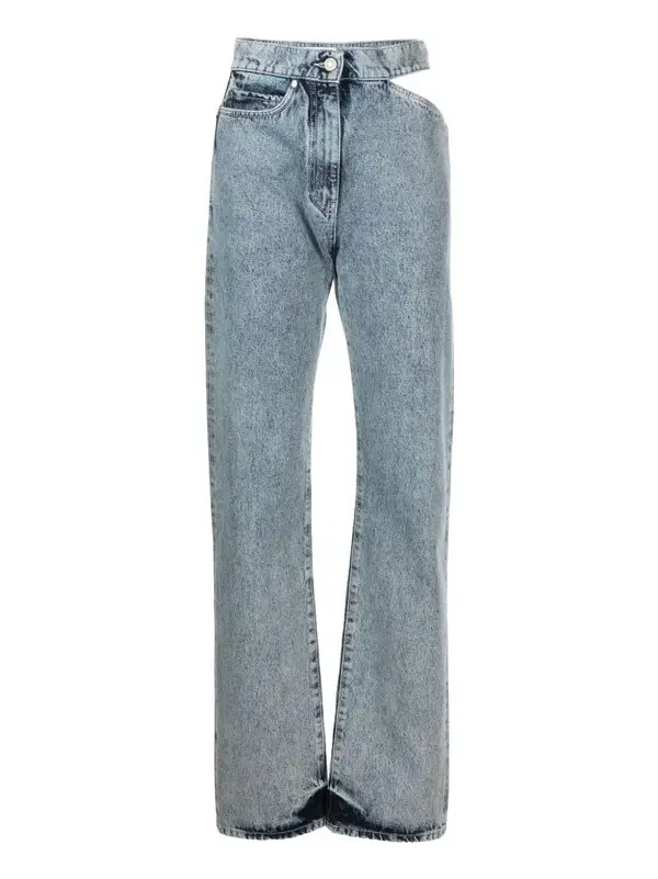 MSGM Cut-out Straight-leg Jeans - Blue