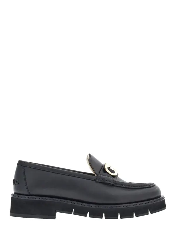 FERRAGAMO Gancini-buckle Leather Loafers - Black