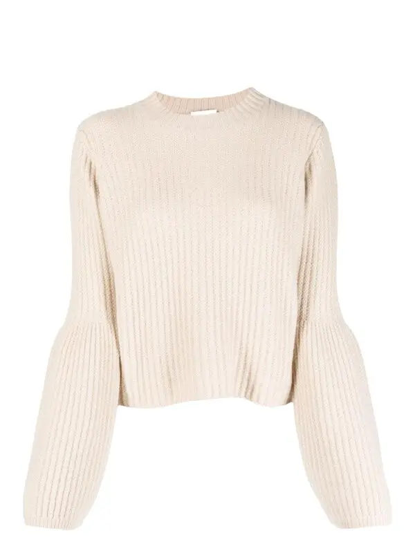 ALLUDE Fisherman's Knit Bishop-sleeved Jumper - Neutrals