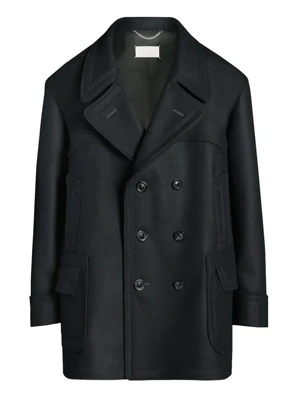 MAISON MARGIELA Double-breasted Wool-blend Coat - Black