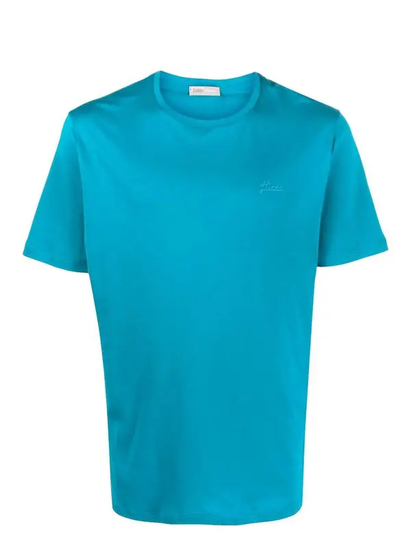 Herno Logo-embroidered Cotton T-shirt - Blue