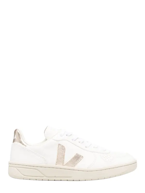VEJA V-10 Chromefree Leather Sneakers - White