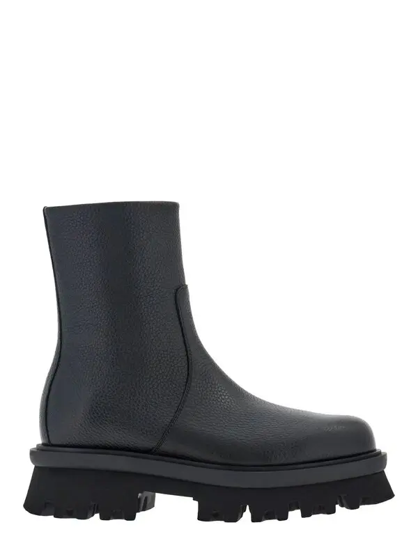 FERRAGAMO Round-toe Leather Ankle Boots - Black